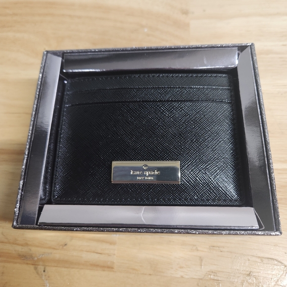 kate spade | Bags | Kate Spade Slim Black Card Holder Black In Box ...